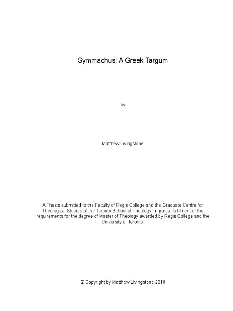 Symmachus: A Greek Targum | Download Free PDF | Septuagint | Torah