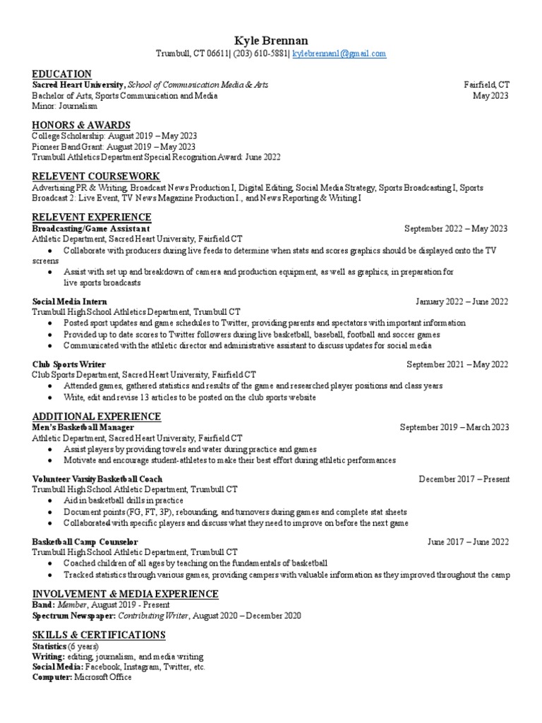 Brennan Resume | PDF | Social Media | Popular Culture & Media Studies