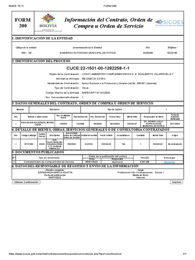 Formulario 200 | PDF