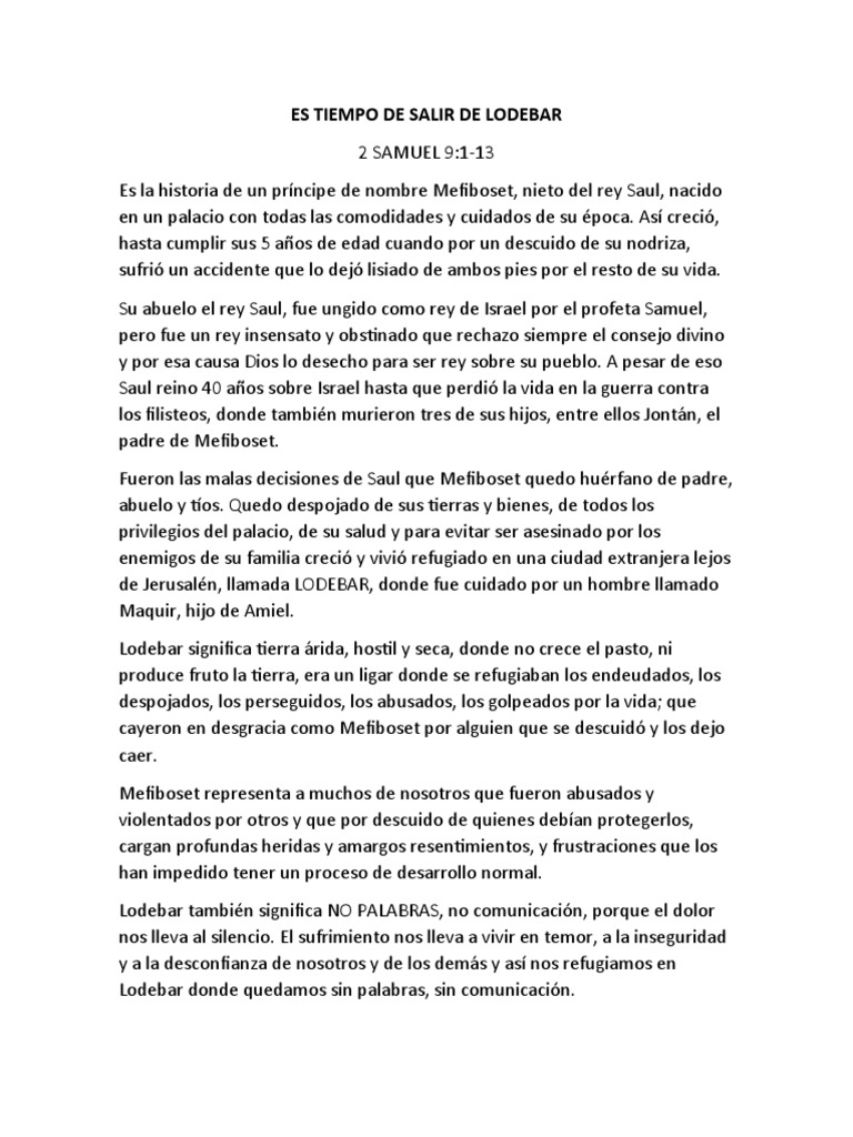 Es Tiempo de Salir de Lodebar | PDF | Saulo | David
