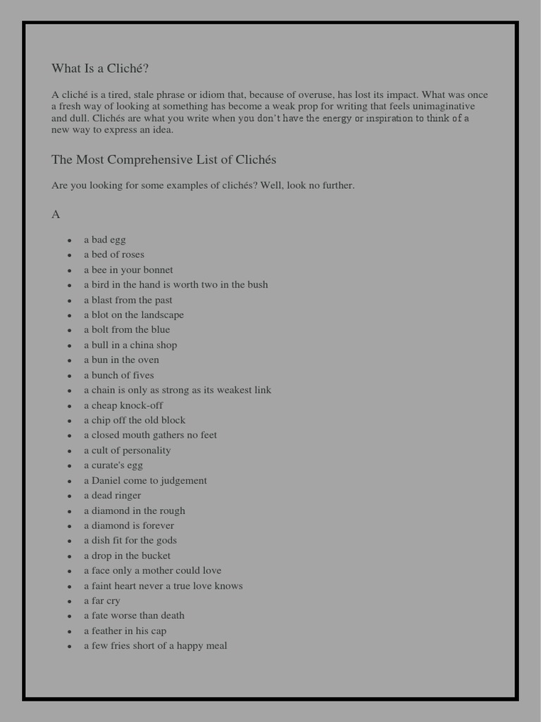 Comprehensive Cliché List | PDF