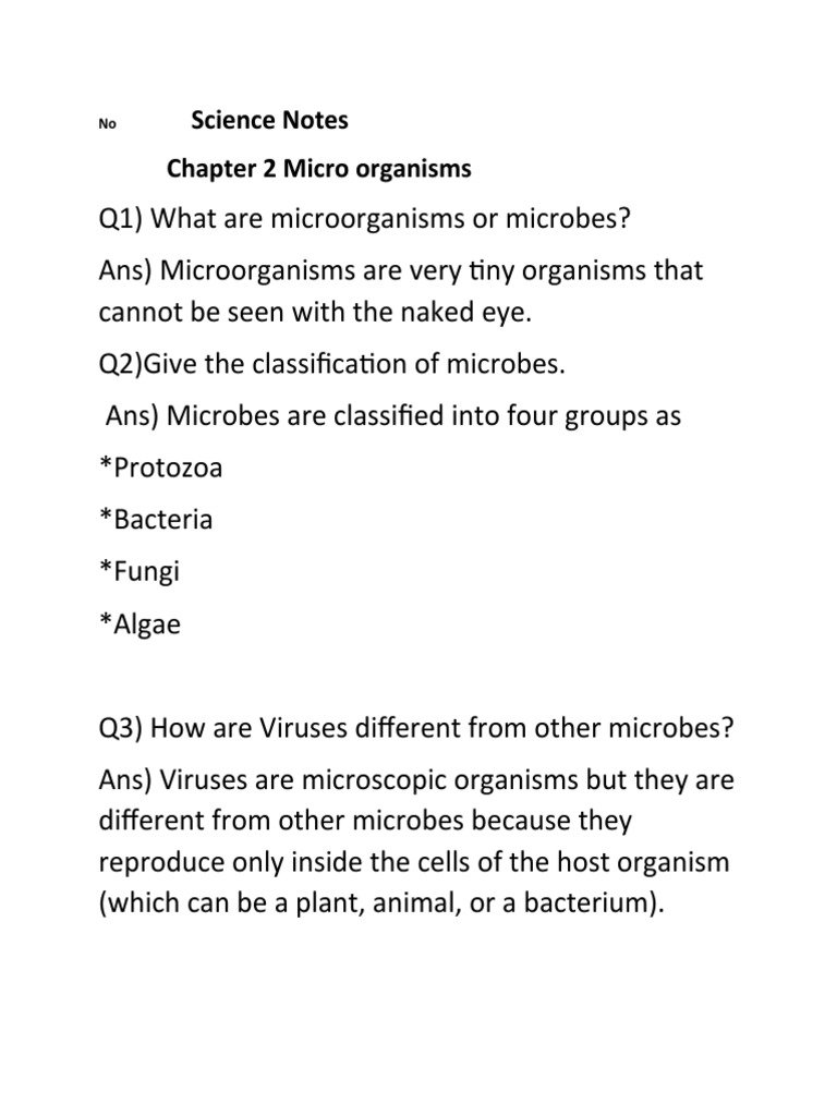Science Notes Chapter 2 Micro Organisms | PDF | Microorganism | Food ...