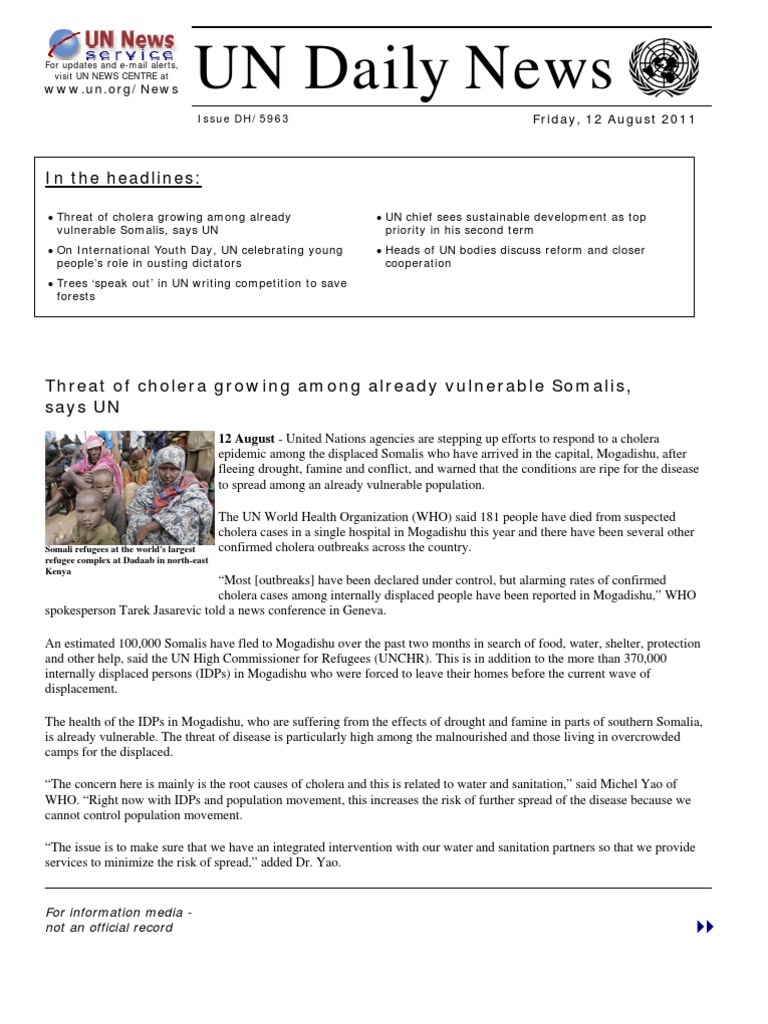 UN Daily News: in The Headlines | PDF | Somalia | United Nations