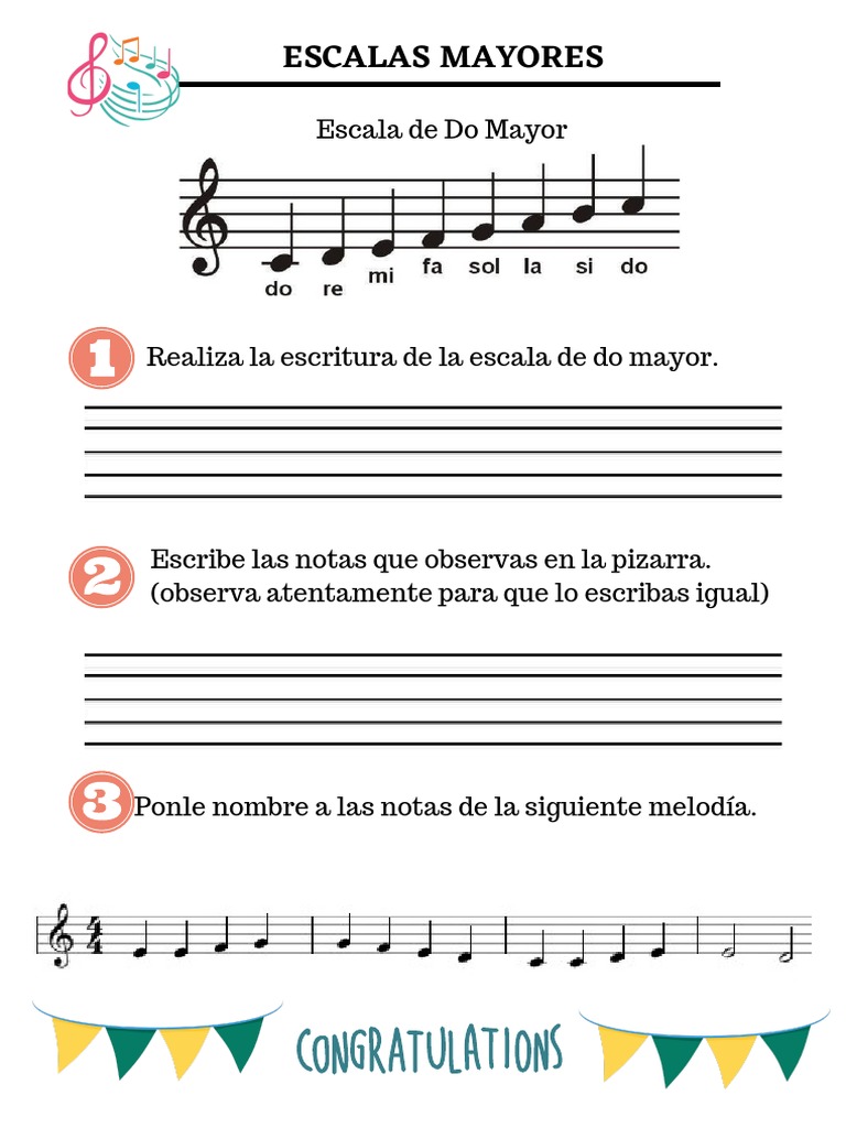 Escala de Do Mayor: Notas y Escritura | PDF | Artes del Lenguaje y ...
