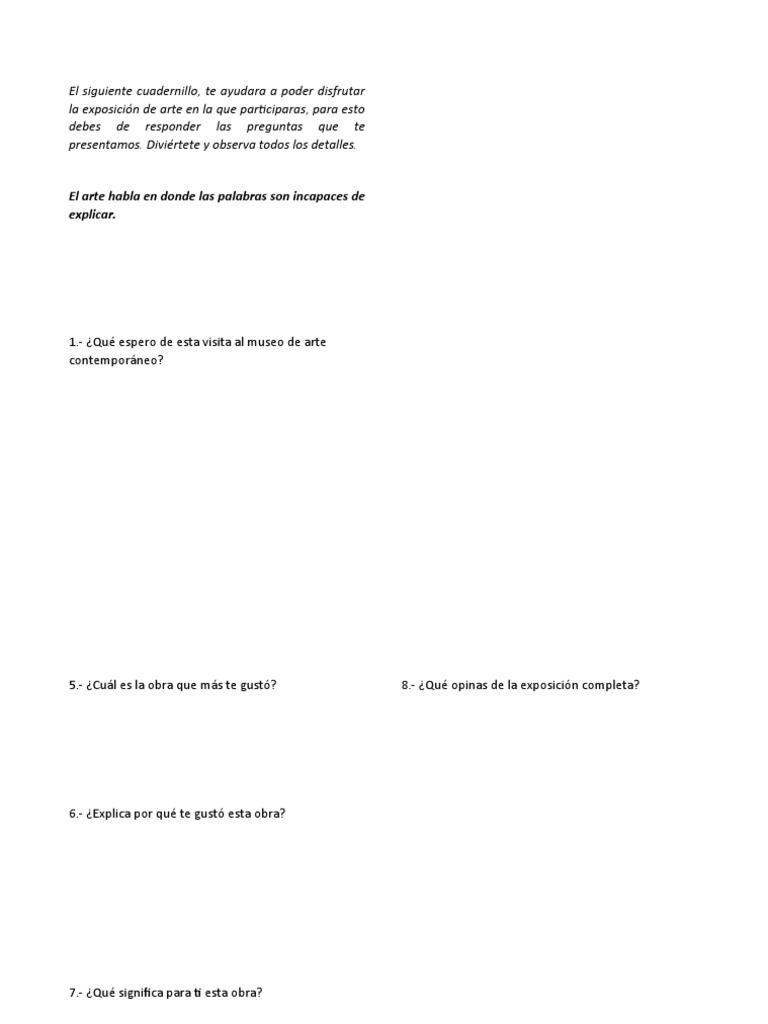 Cuadernillo para Visita al Museo de Arte | PDF | Arte
