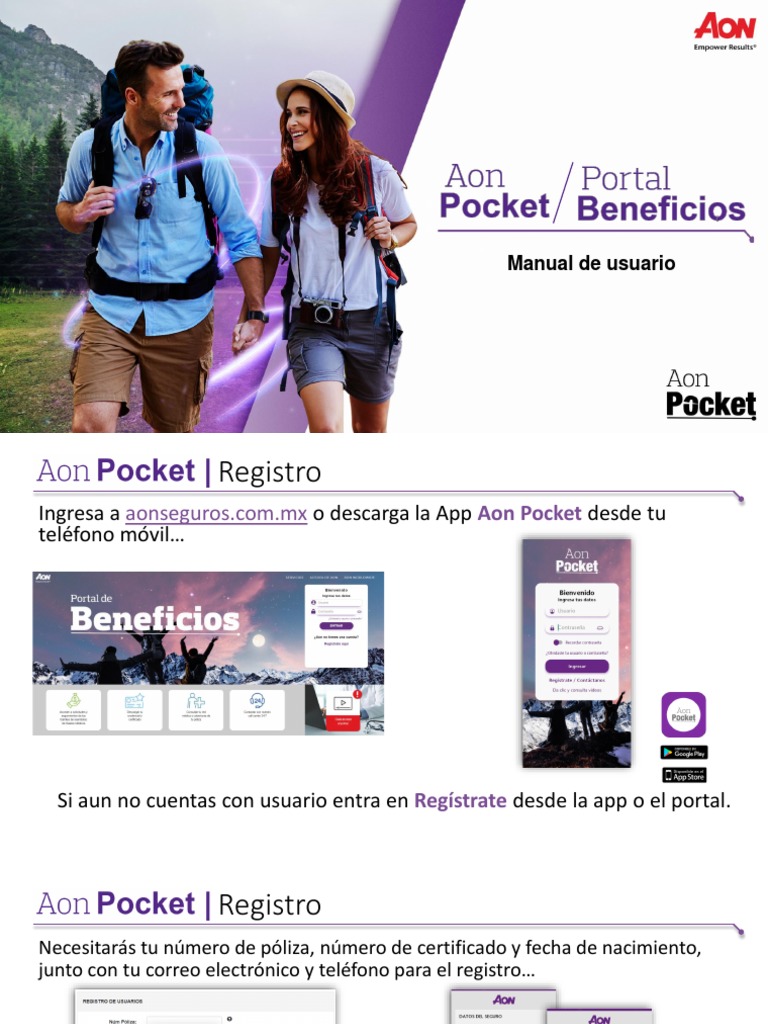 Guía de Uso de Aon Pocket App | PDF | Aplicación movil | ciberespacio
