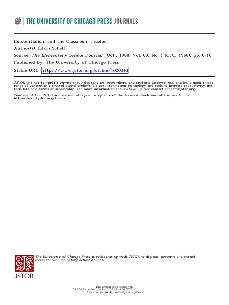 Existentialism and The Classroom Teacher | PDF | Existentialism | Teachers