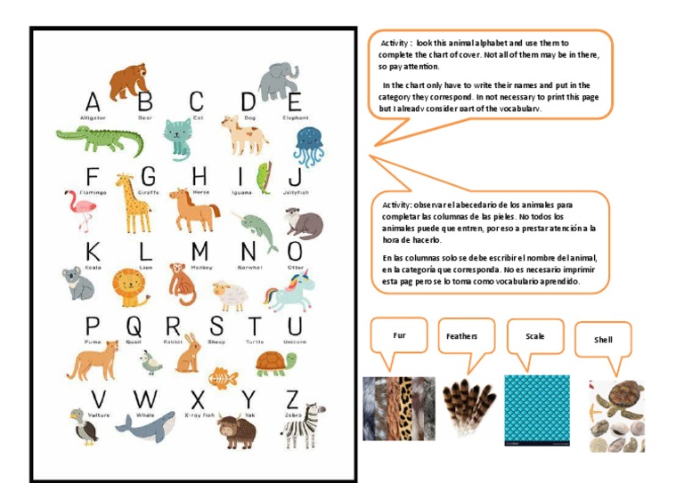 Vocabulario de Animales para Escribir | PDF