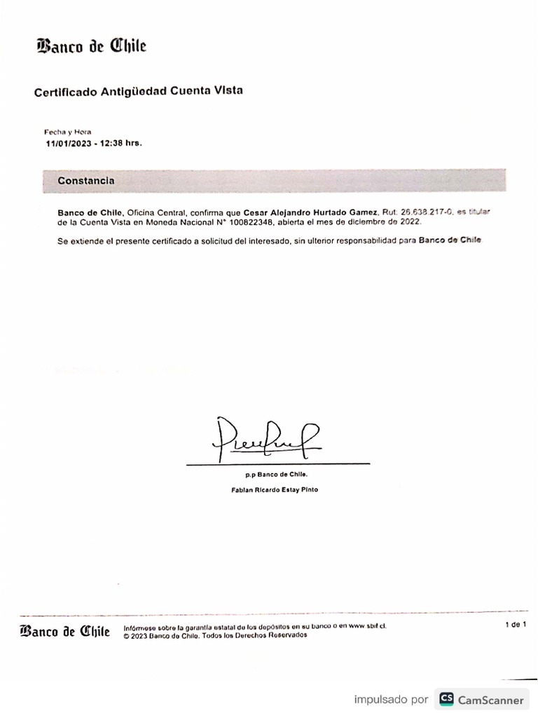 Certificado de Cuenta Activa | PDF