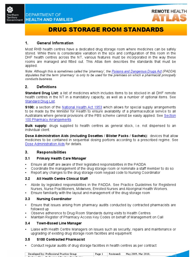 Drug Storage Room Standards | PDF | Shelf Life | Pharmacy