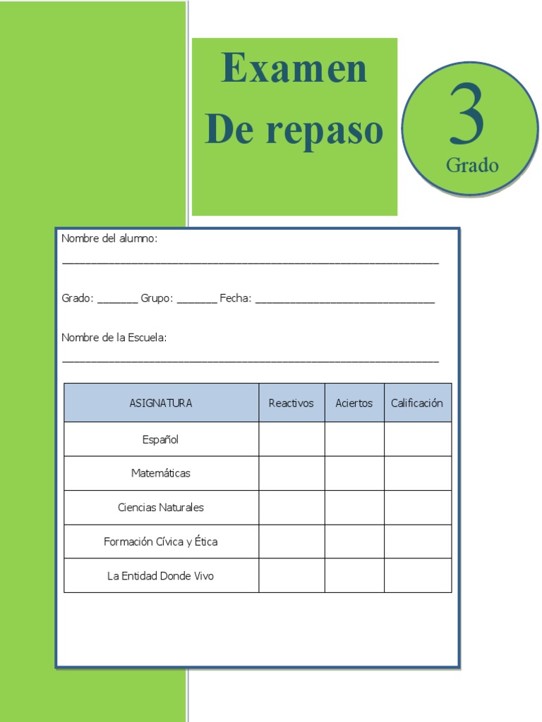 3ro Examen de Repaso | PDF | Volumen | Litro