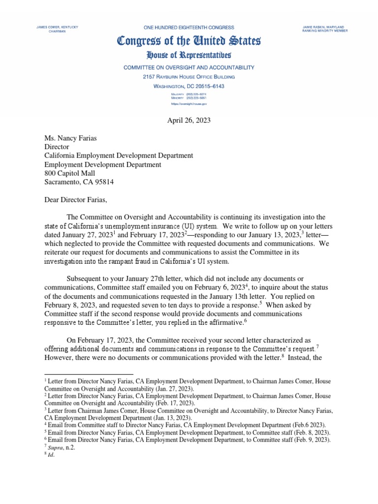 CA UI Fraud Letter To CA EDD Follow Up | PDF | Employment | Labor