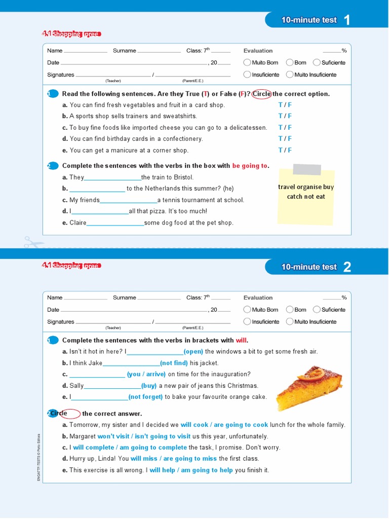 Enga7 10 Minute Test 4 1 | PDF | Food And Drink | Foods