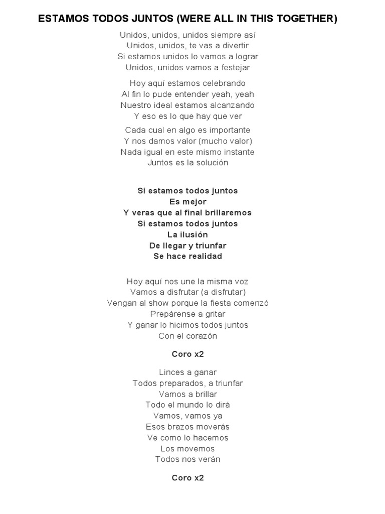Estamos Todos Juntos (Letra) | PDF