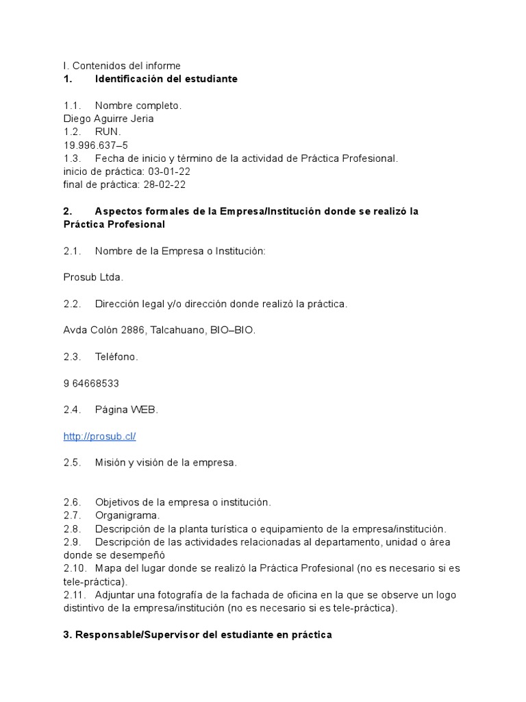Informe Practica Diego Aguirre | PDF
