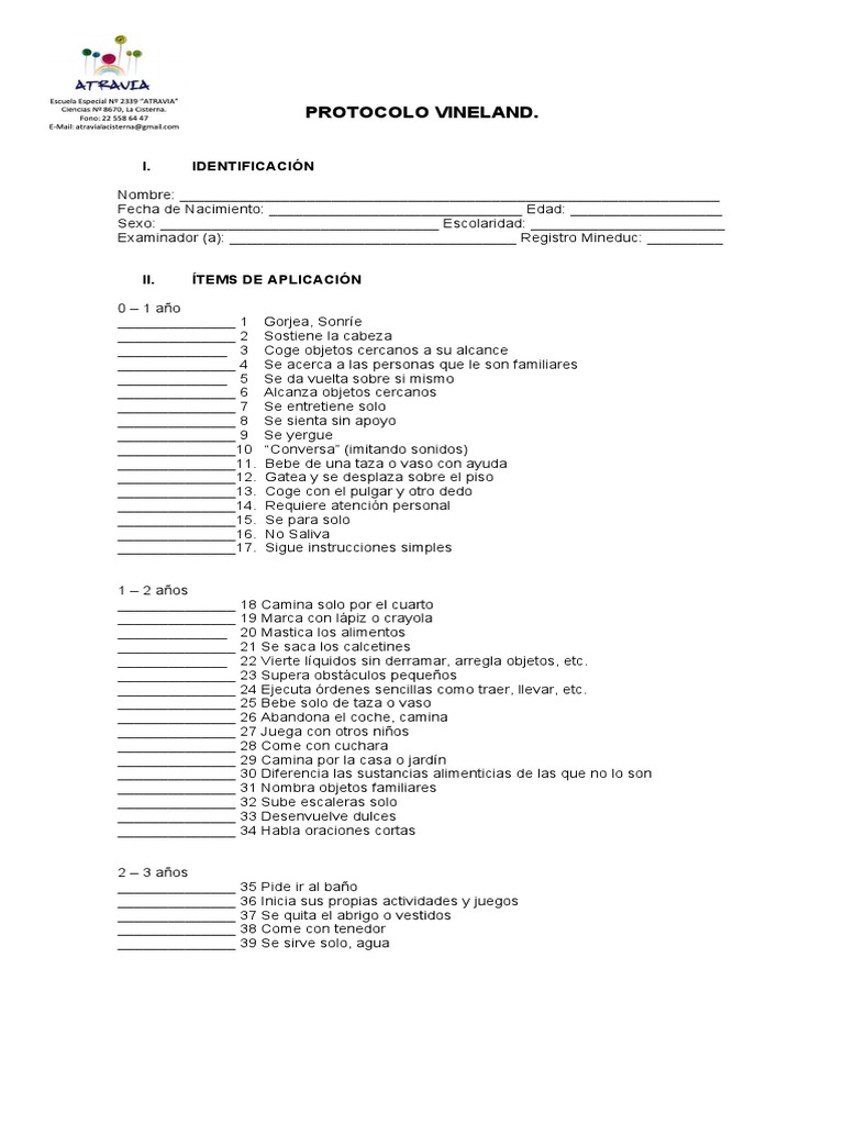 Protocolo - Vineland ATRAVIA 2022 | PDF