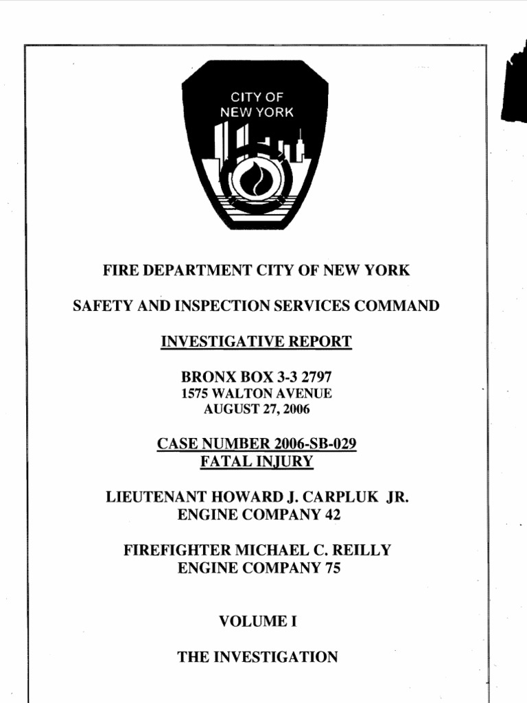 FDNY Report On Fatal Fire, August 27, 2006 | PDF | New York City Fire ...