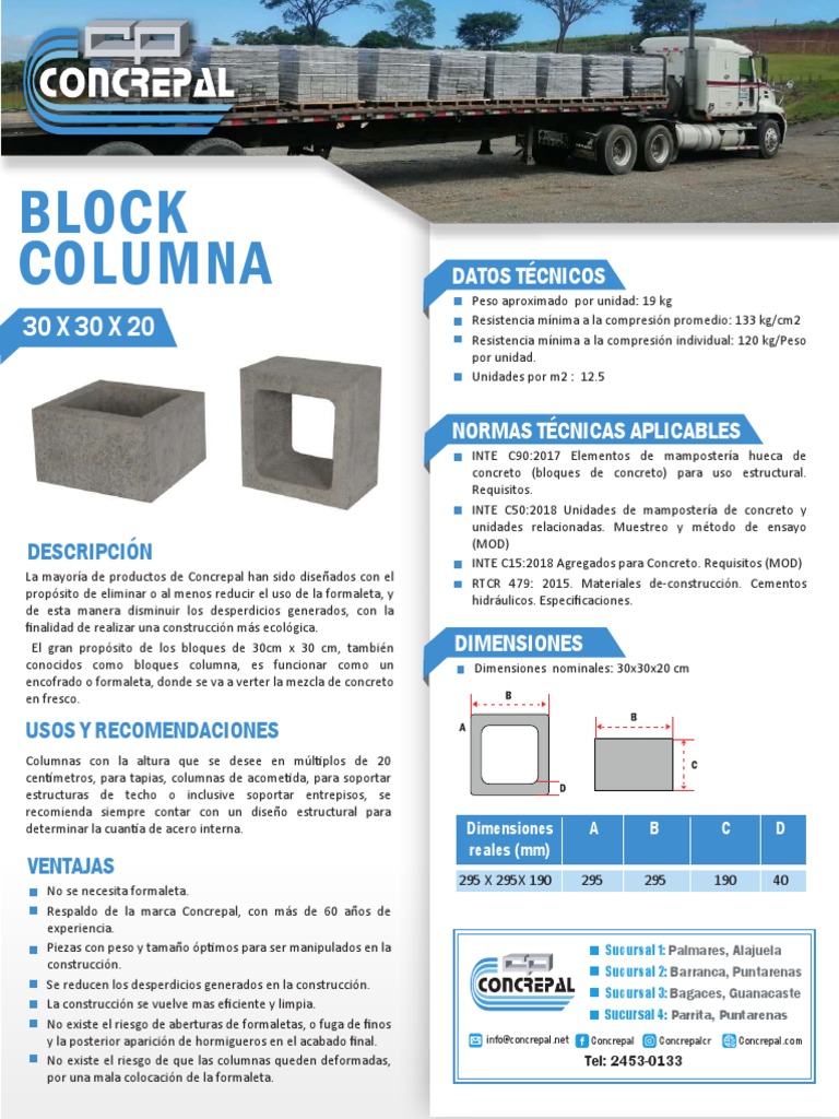 Block Columna: Datos Técnicos | Descargar gratis PDF | Hormigón ...