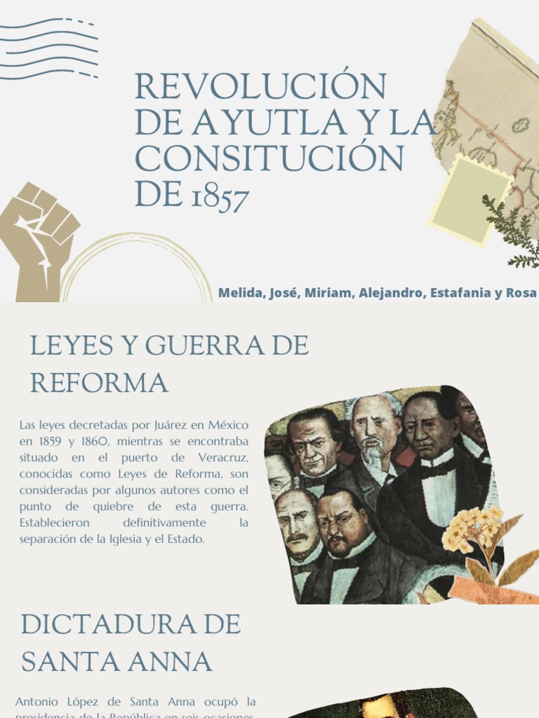 Revolución de Ayutla Y La Consitución DE 1857: Melida, José, Miriam, Alejandro, Estafania y Rosa ...
