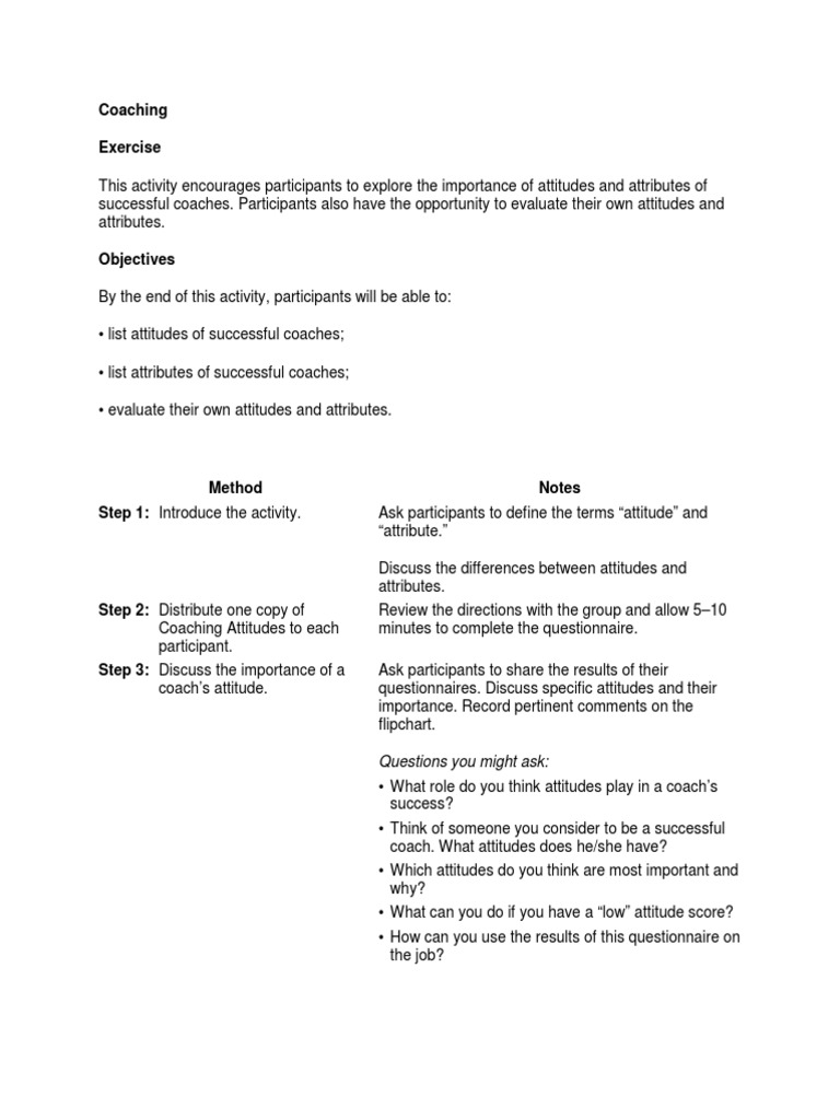 Evaluating Coaching Attitudes and Attributes: A Self-Reflection ...