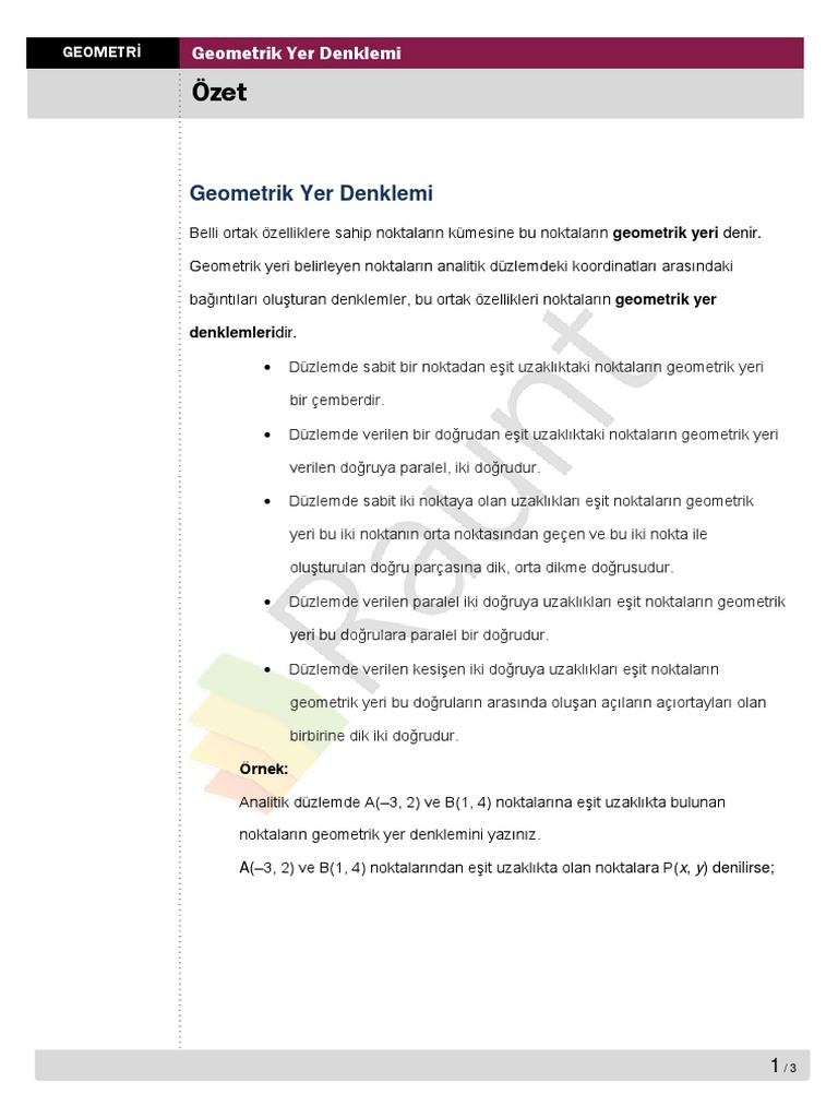 Geometrik Yer Denklemi Ozet | PDF