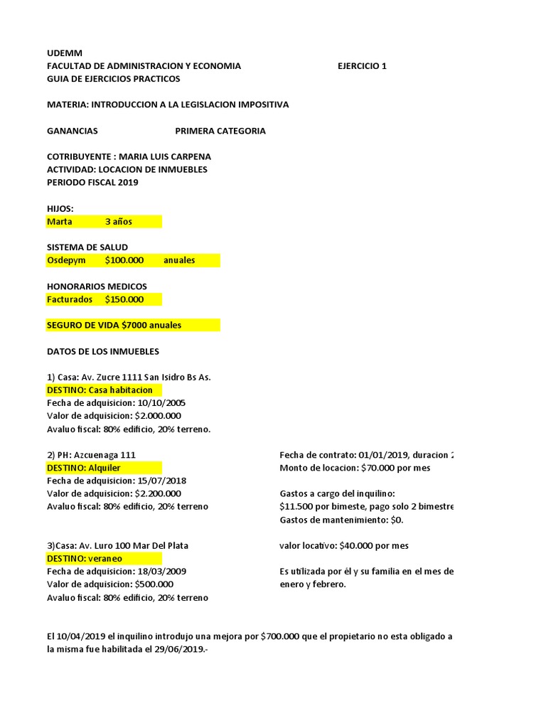 Ejercicio 1 Tarea | PDF | Impuestos | Impuesto sobre la renta