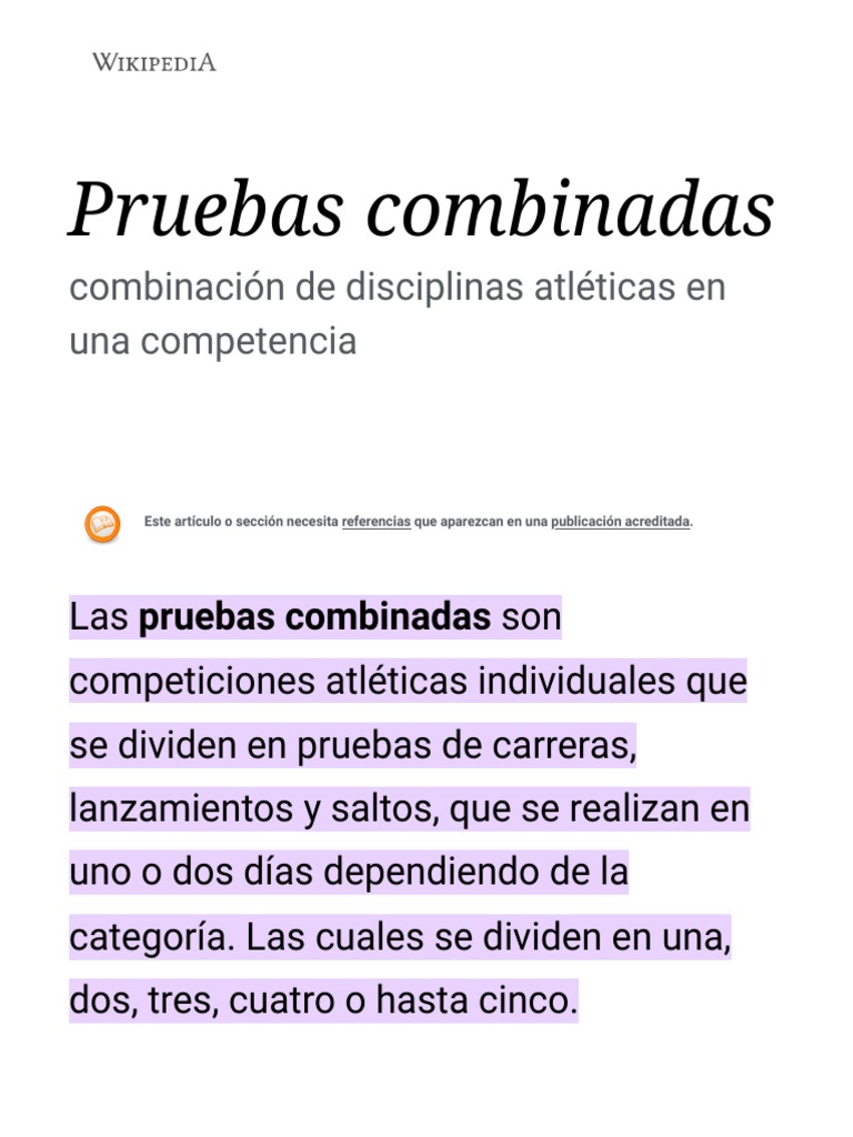 Pruebas Combinadas: Combinación de Disciplinas Atléticas en Una Competencia | PDF | Triatlón ...