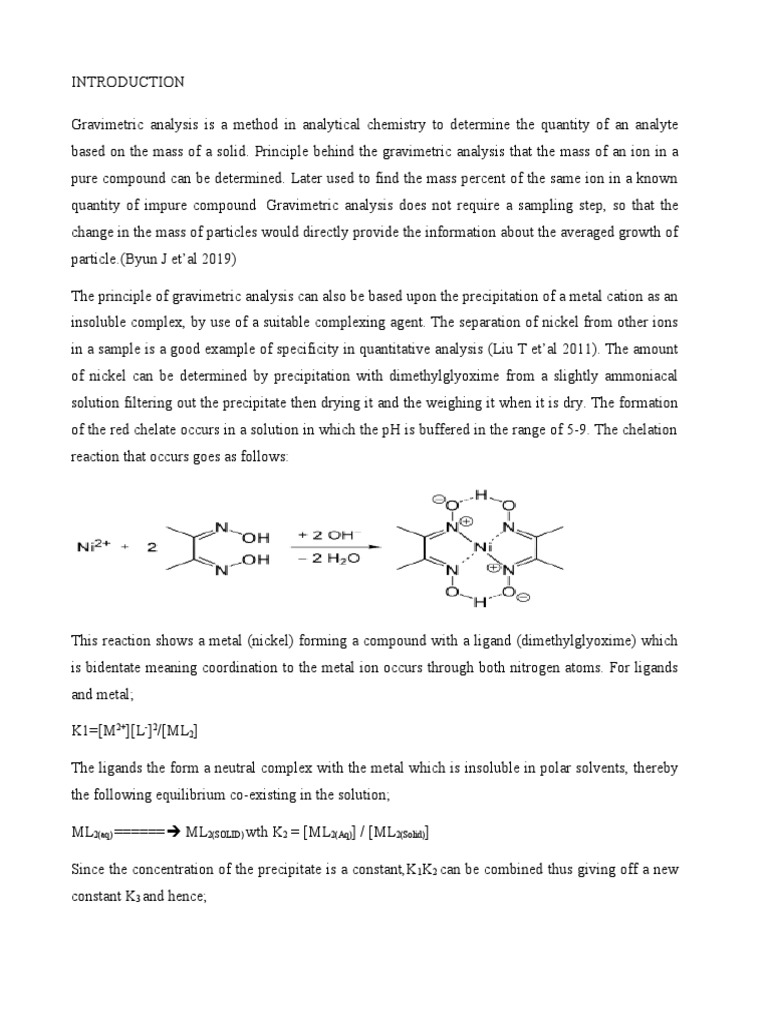 Gravimetric Analysis | PDF | Coordination Complex | Chelation