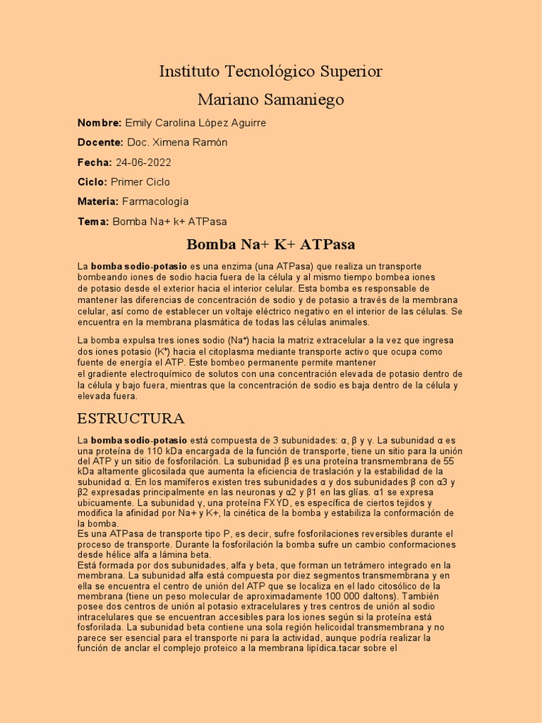 BOMBA Na K ATPasa Farmacologia | Descargar gratis PDF | Biofísica ...