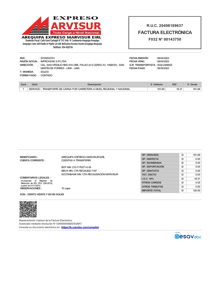 Factura Electrónica: Incorporado Al Régimen de Retención de IGV (R.S. 228-2012) A Partir de 01 ...