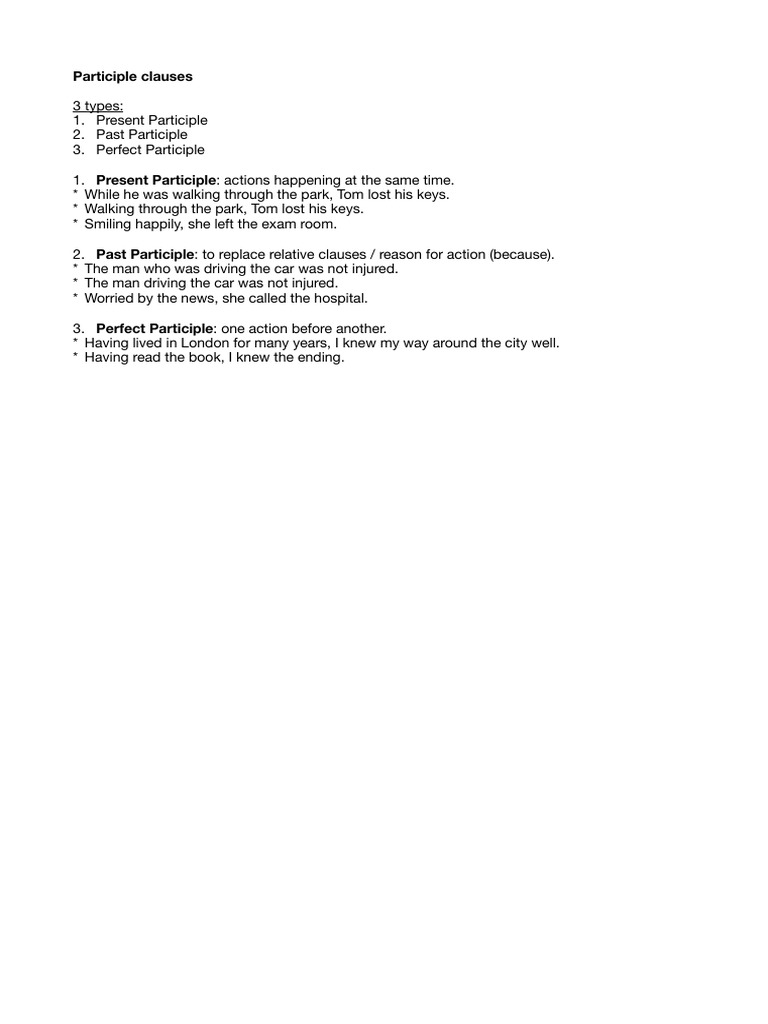 Understanding Participle Clauses Explained | PDF | Poetry | General Fiction