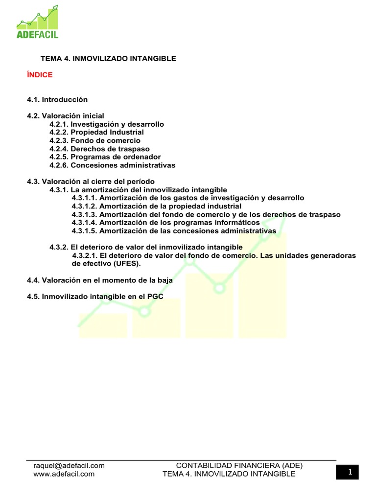 TEMA 4. Inmovilizado Intangible | PDF | Activo intangible | Contabilidad