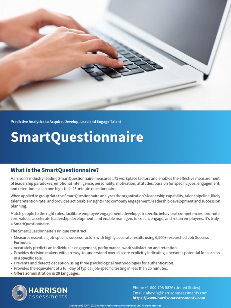 SmartQuestionnaire HarrisonAssessments | PDF | Employee Retention ...