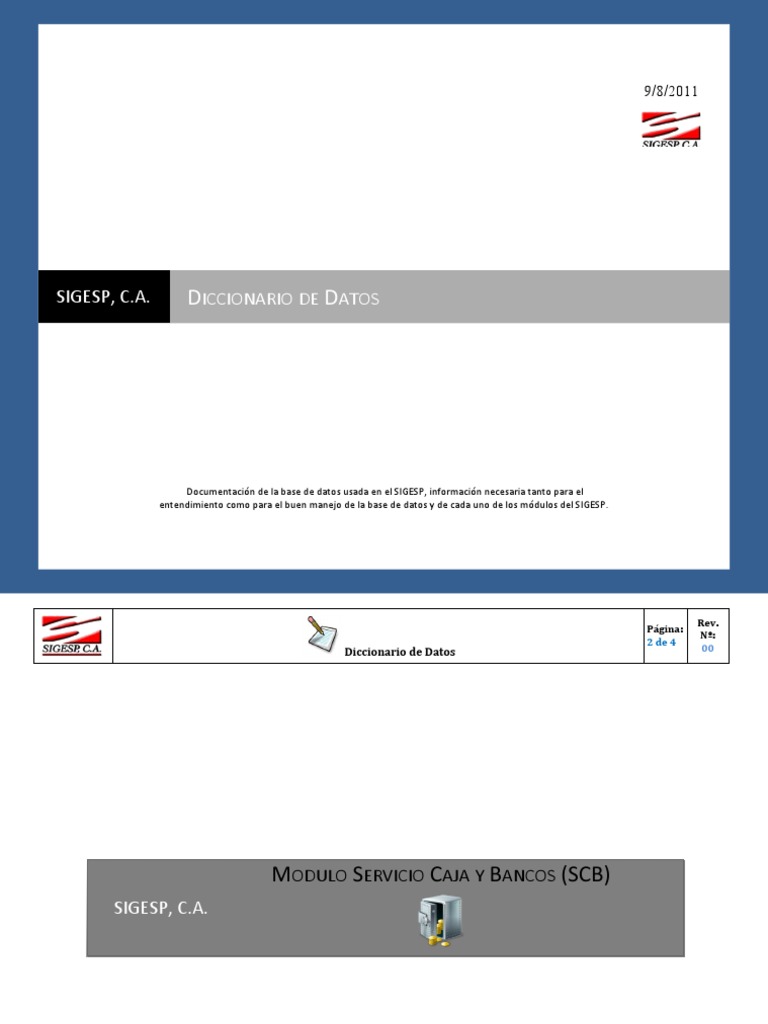 Diccionario de Datos (Version 2) - Modulo SCB | PDF