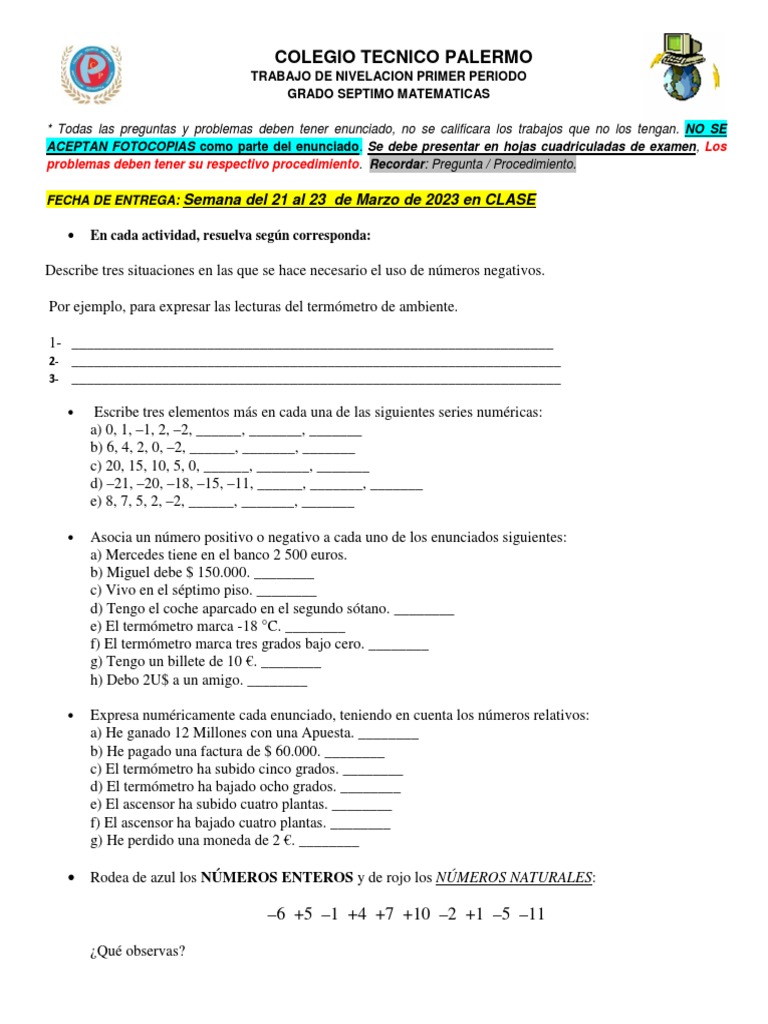 Colegio Tecnico Palermo: Semana Del 21 Al 23 de Marzo de 2023 en CLASE | Descargar gratis PDF ...