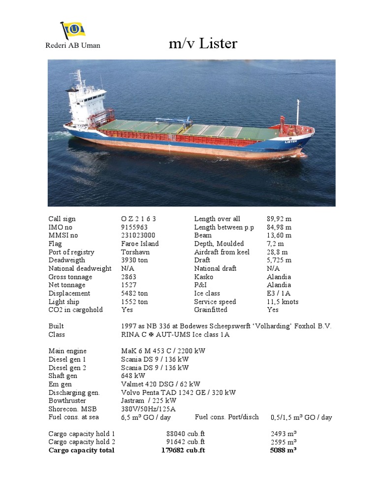Vessel Specifications for Maritime Professionals | PDF