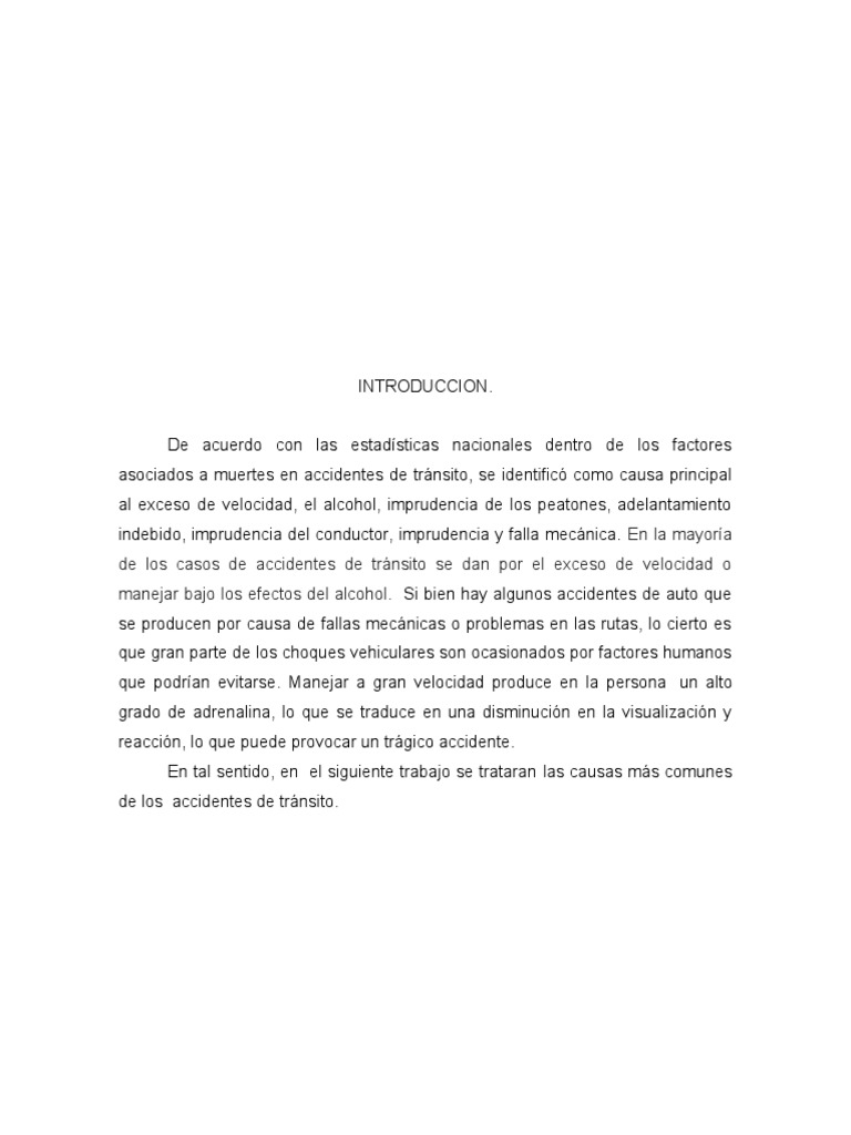 Las Causas Más Comunes De Los Accidentes De Tráfico Pdf Accidente