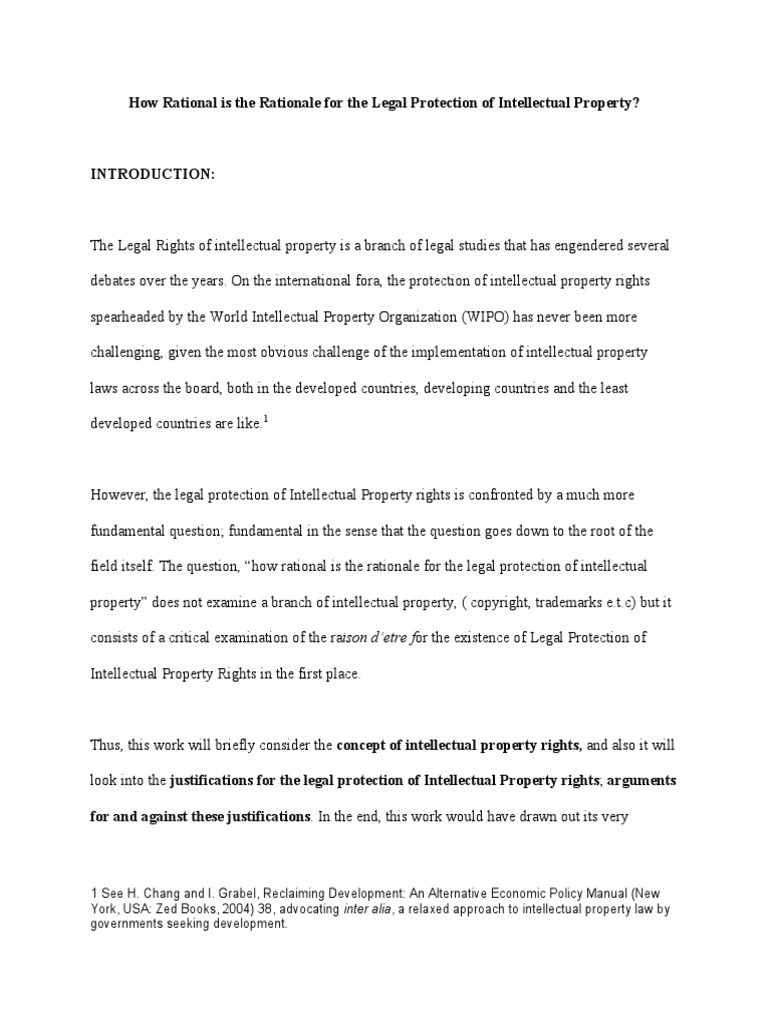 How Rational Is The Rationale For The Legal Protection of Intellectual ...