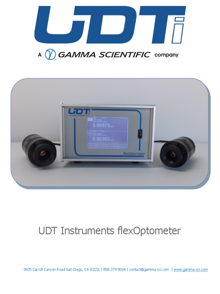 UDT Instruments Flexoptometer Spec Sheet 2015 | PDF | Electromagnetic Radiation | Optics
