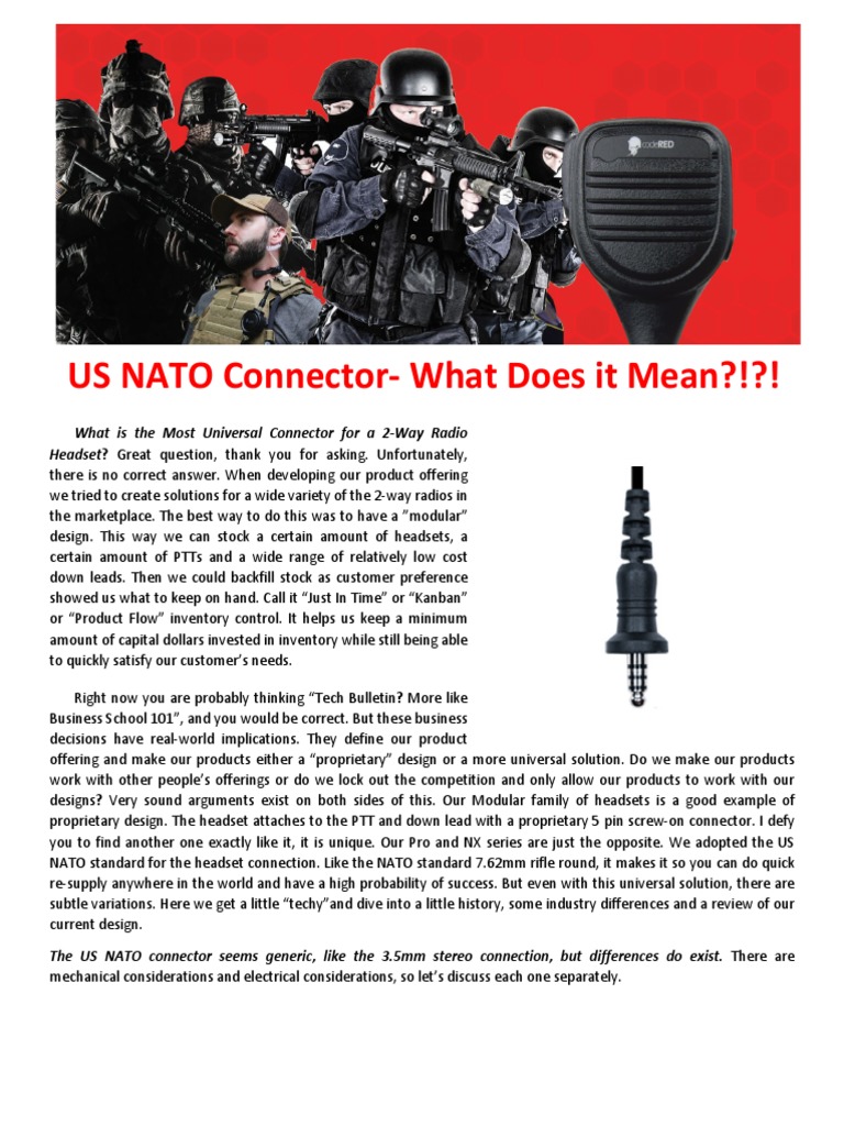 TB US Nato Connector | PDF | Microphone | Headphones