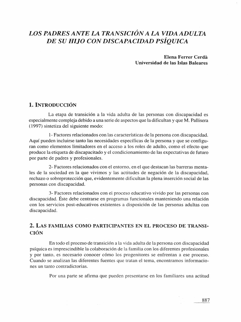 Transición A La Vida Adulta. Discapacidad Psíquica | PDF | Adultos ...