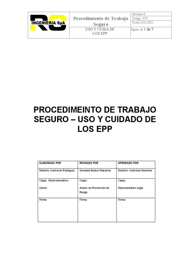 Procedimiento EPP uso cuidado | PDF | Casco | Materiales
