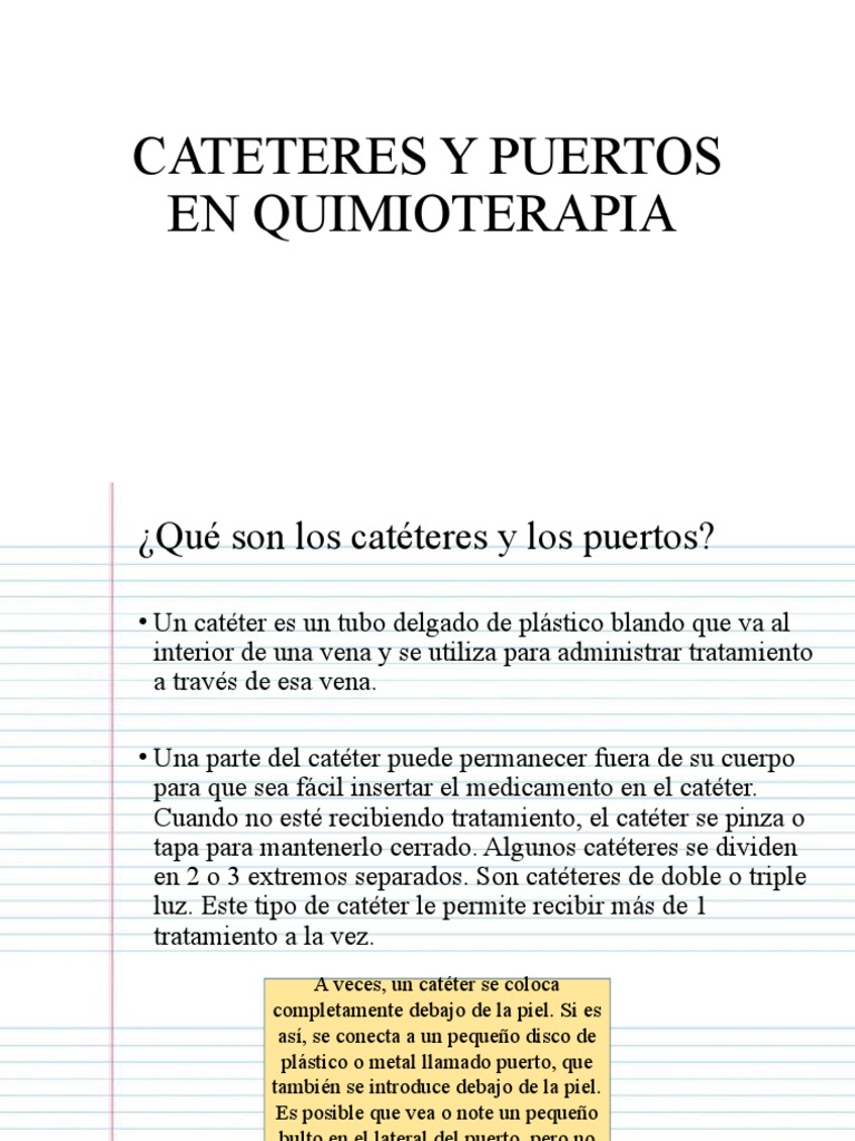 Cateteres Y Puertos en Quimioterapia | Descargar gratis PDF | Cáncer ...