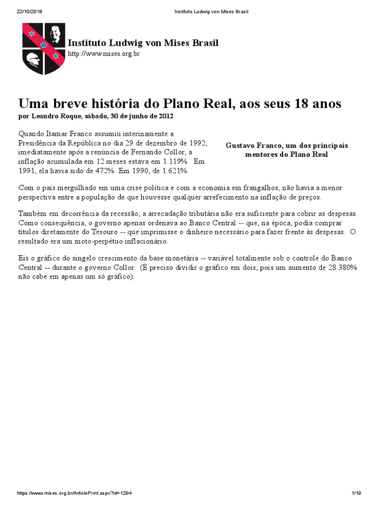 História e Impacto do Plano Real | PDF | Inflação | Moeda