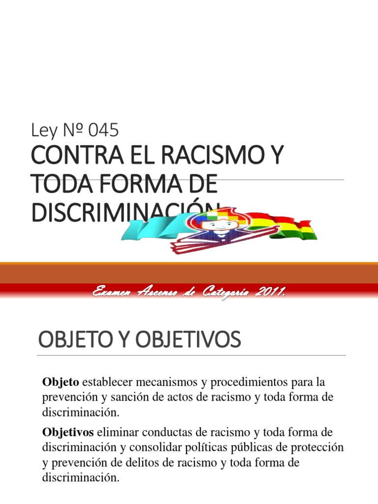 Ley #045: Contra El Racismo Y Toda Forma de Discriminación | PDF | Discriminación ...