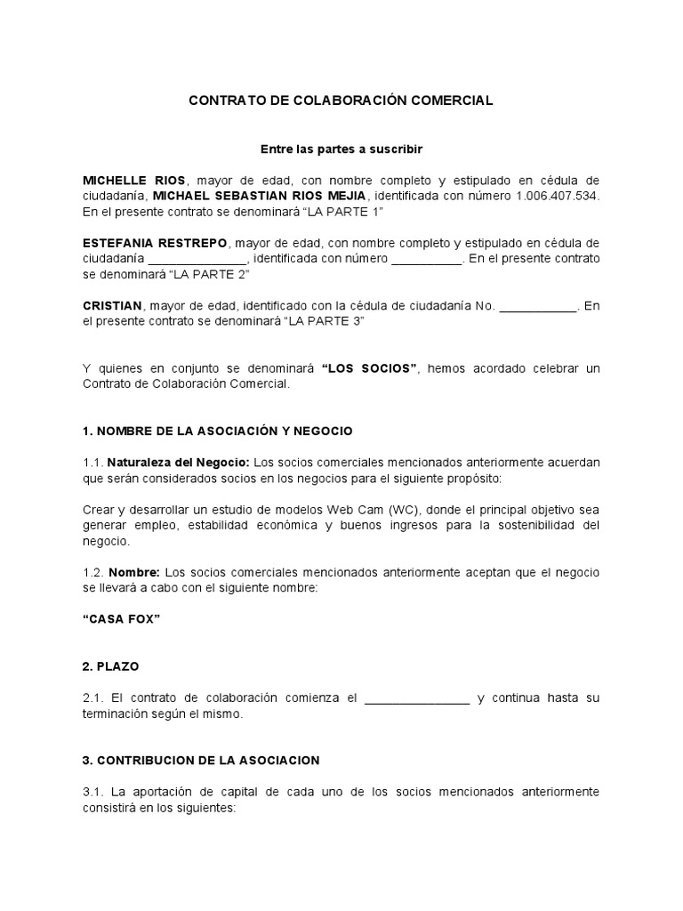 Contrato de Colaboración Comercial | PDF