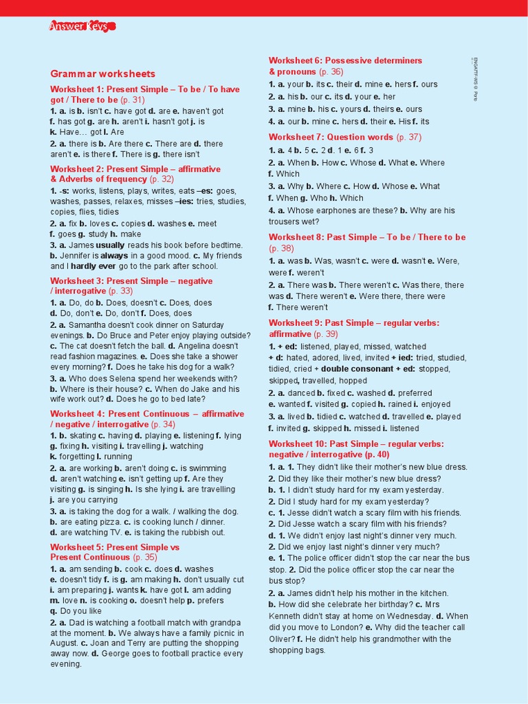 Enga7 GW Answer Keys | PDF | Human Communication | Syntax