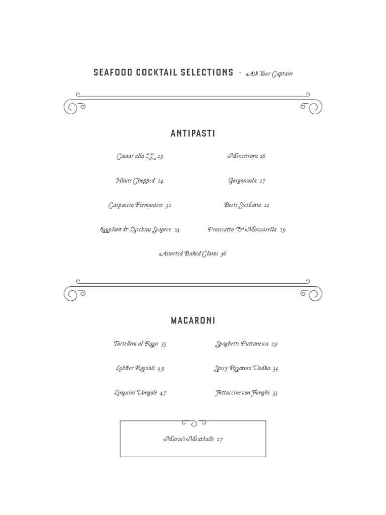 Carbone NYC Menu Highlights | PDF