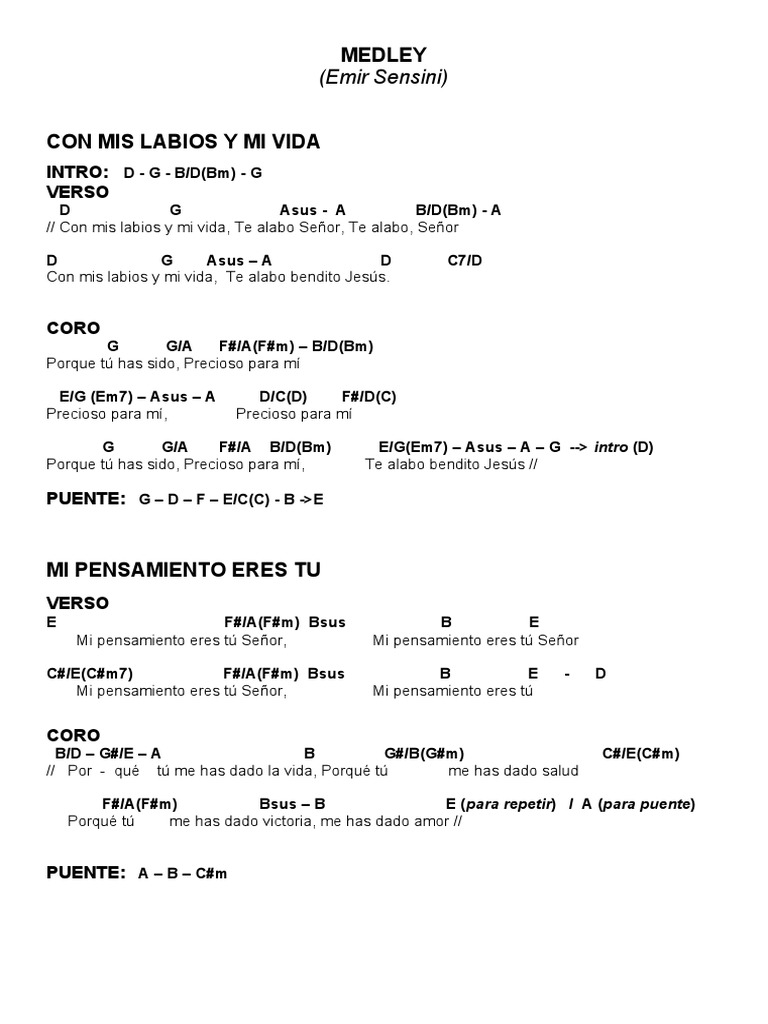 Medley Emir Sensini | PDF | Adoración Cristiana Y Liturgia | Creencia ...