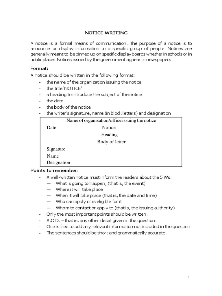 Notice Writing Pdf Question Linguistics